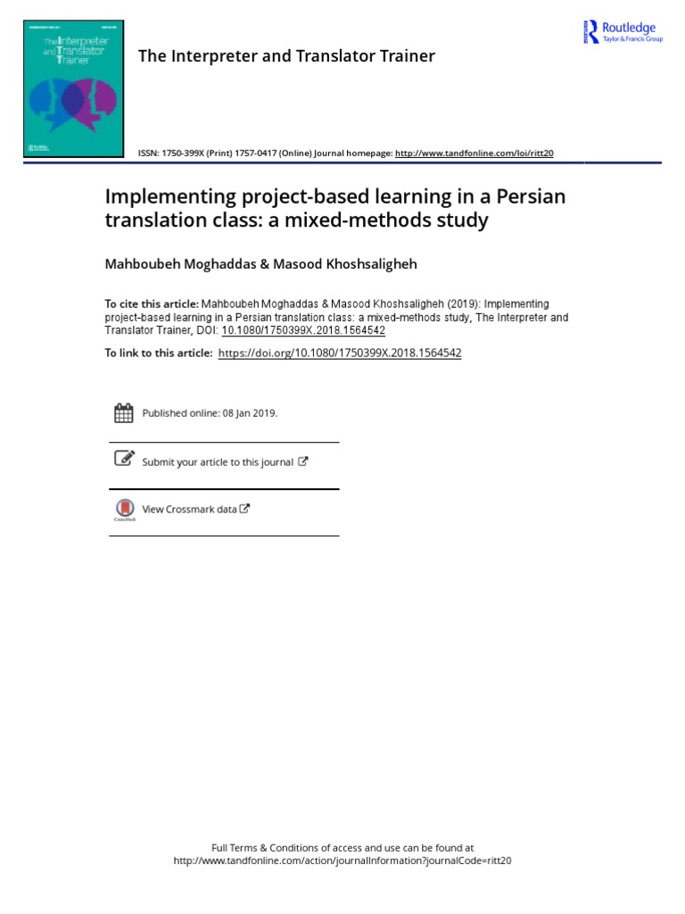 Implementing Project-Based Learning in A Persian Translation Class: A Mixed-Methods Study | PDF ...