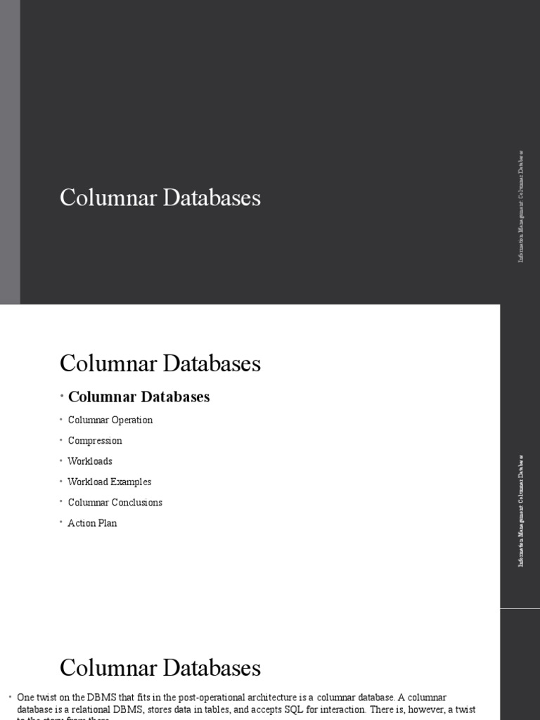 05 Columnar Databases Pdf Databases Data Compression 