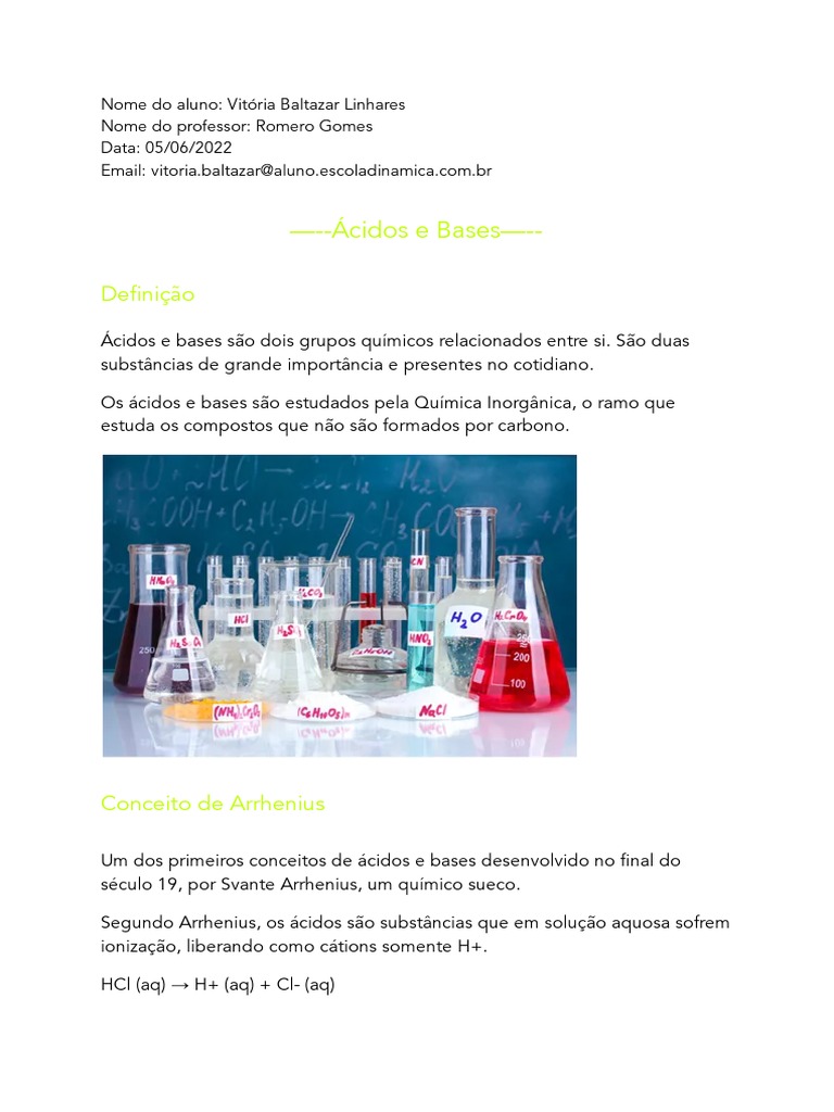 Ácidos e Bases | PDF | Ácido | Química