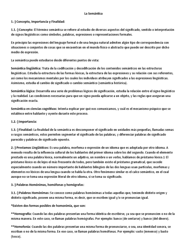 Tema 2 (La Semantica) | PDF | Palabra | Semántica