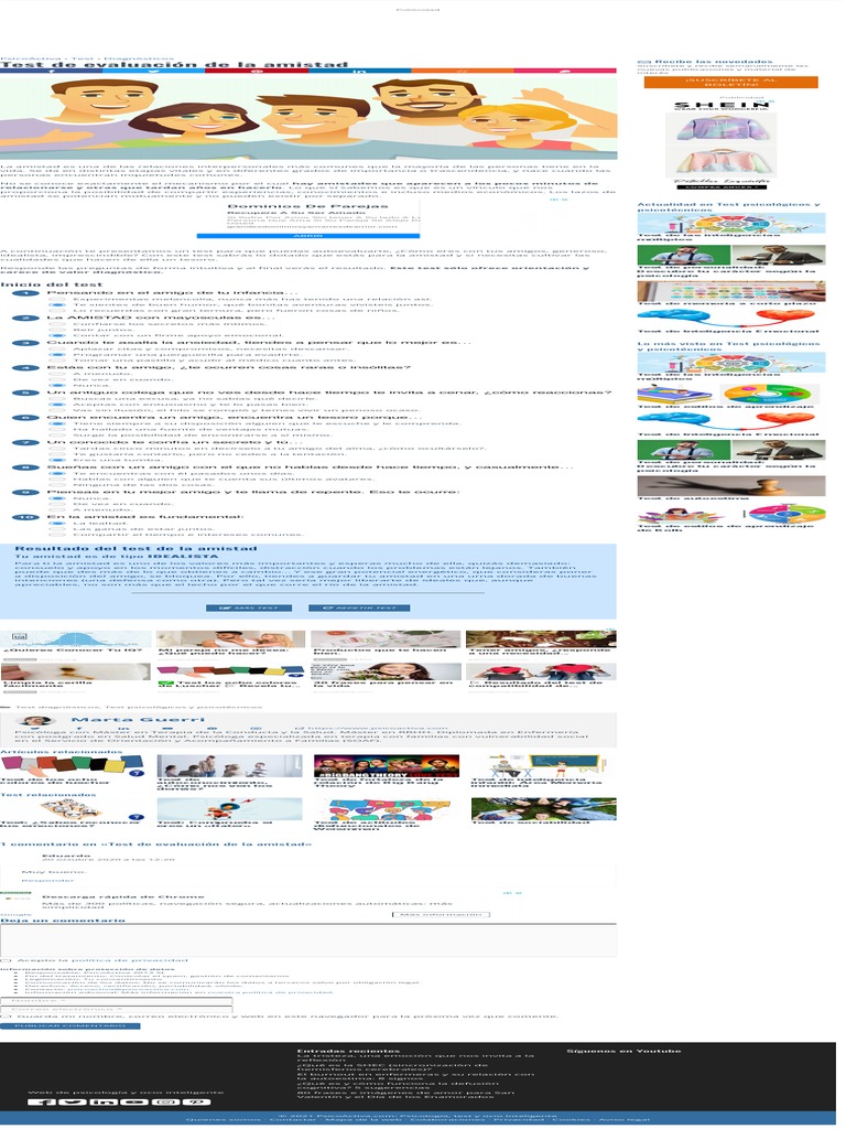 Test Para Evaluar Tus Amistades Eres Un Buen Amigo Pdf Sicología