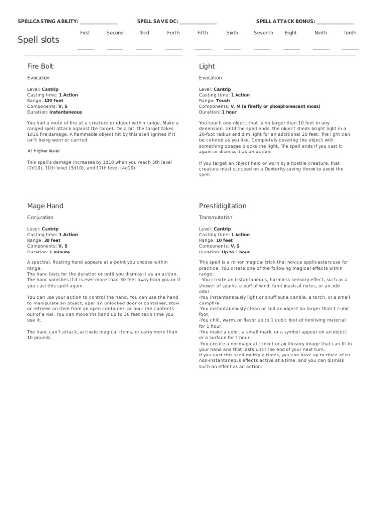 A Spellcaster's Spellbook | PDF