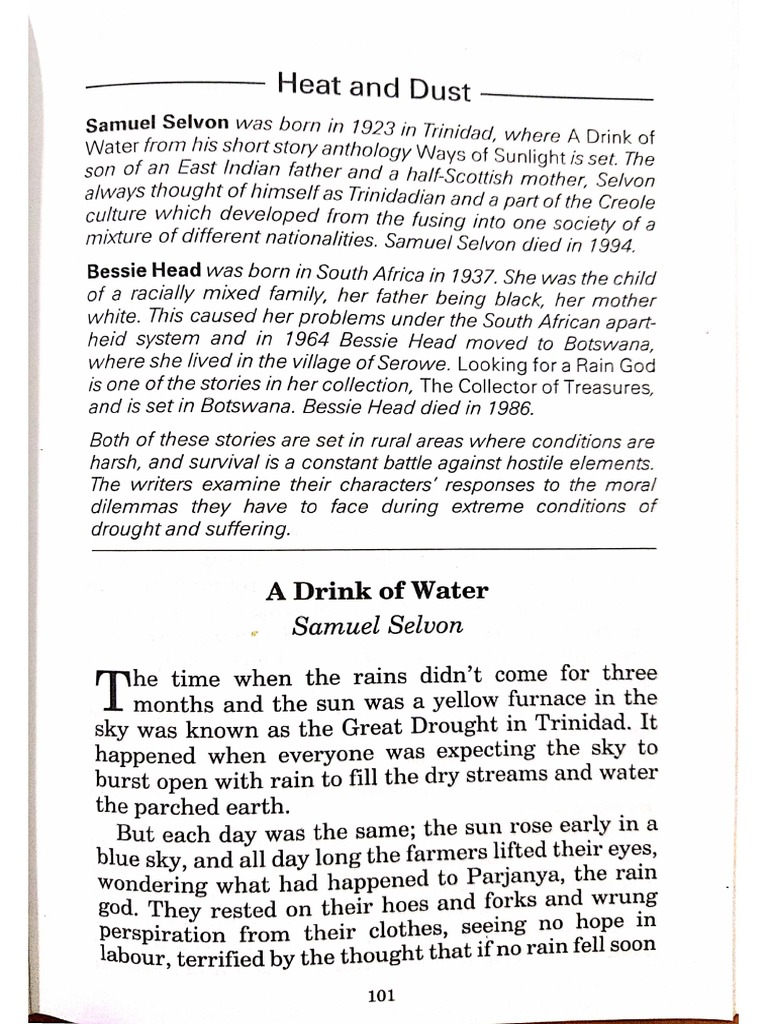 Drink of Water by Samuel Selvon SA 1 | PDF