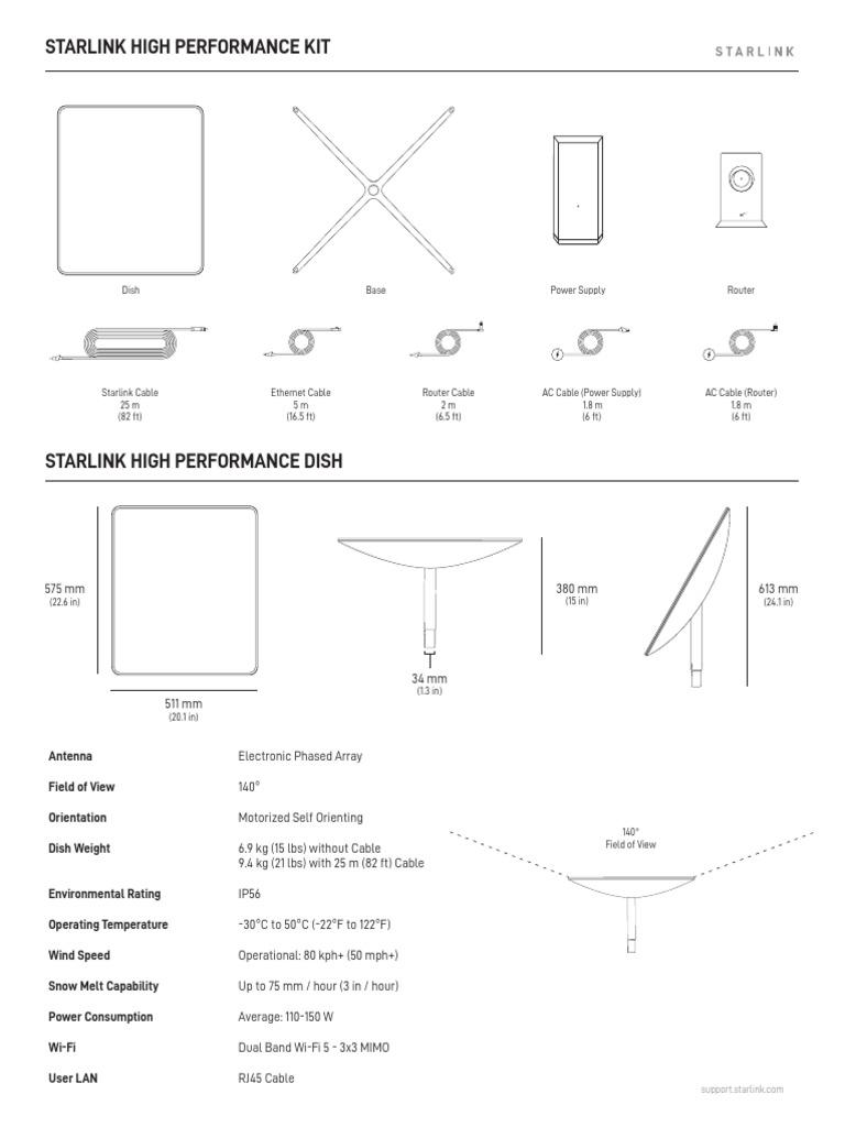 Starlink Product Specifications - HighPerformance | PDF | Wi Fi | Ieee 802.11