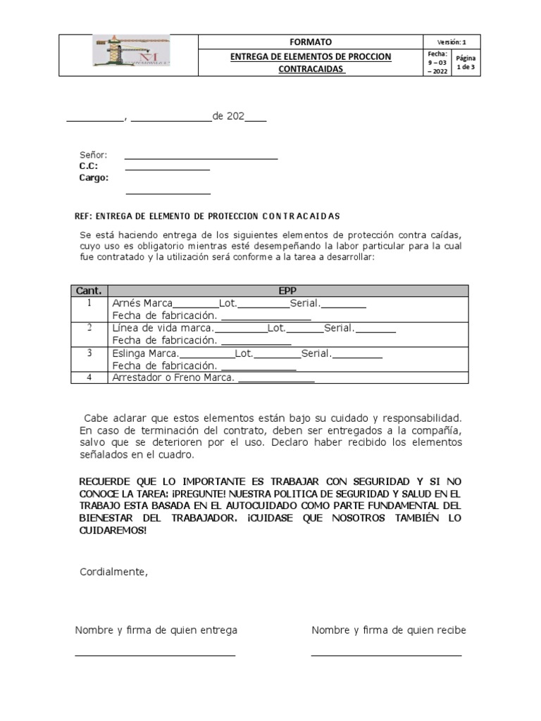 Acta Entrega de Elementos Epcc | PDF