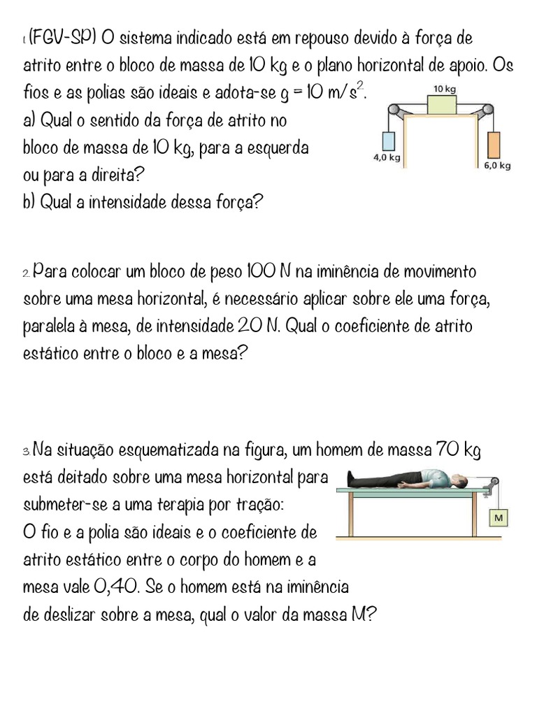 Forças de atrito estático e cinético em situações mecânicas | PDF ...