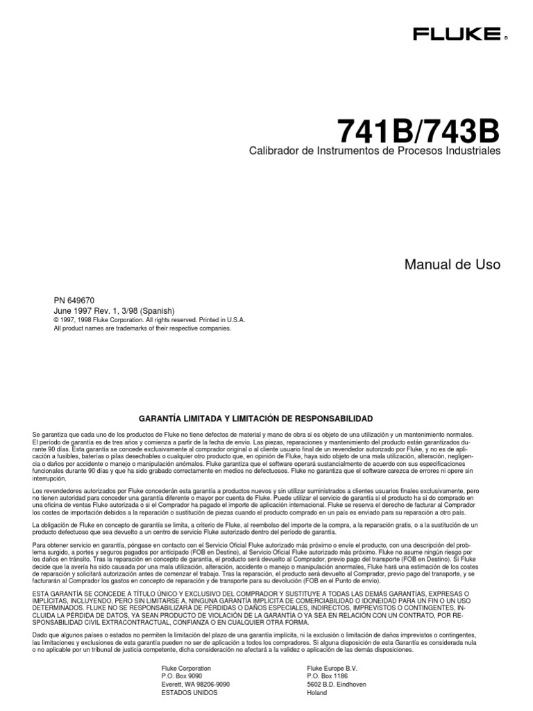 Manual Analizador de Procesos Fluke 743b | PDF