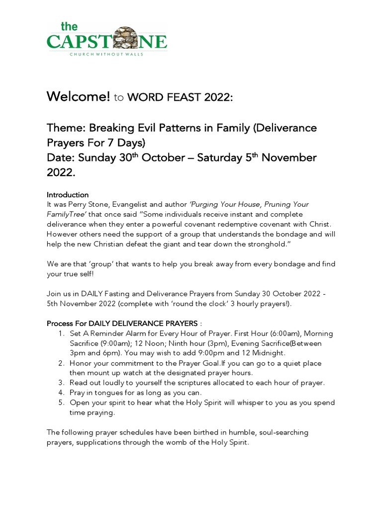 Word Feast - Prayer Schedules 2022 | PDF | Prayer | Confession (Religion)