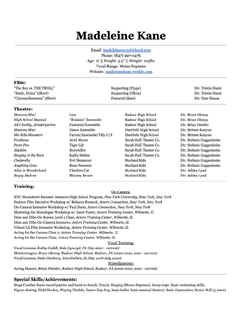 Madeleine Kane - Resume | PDF
