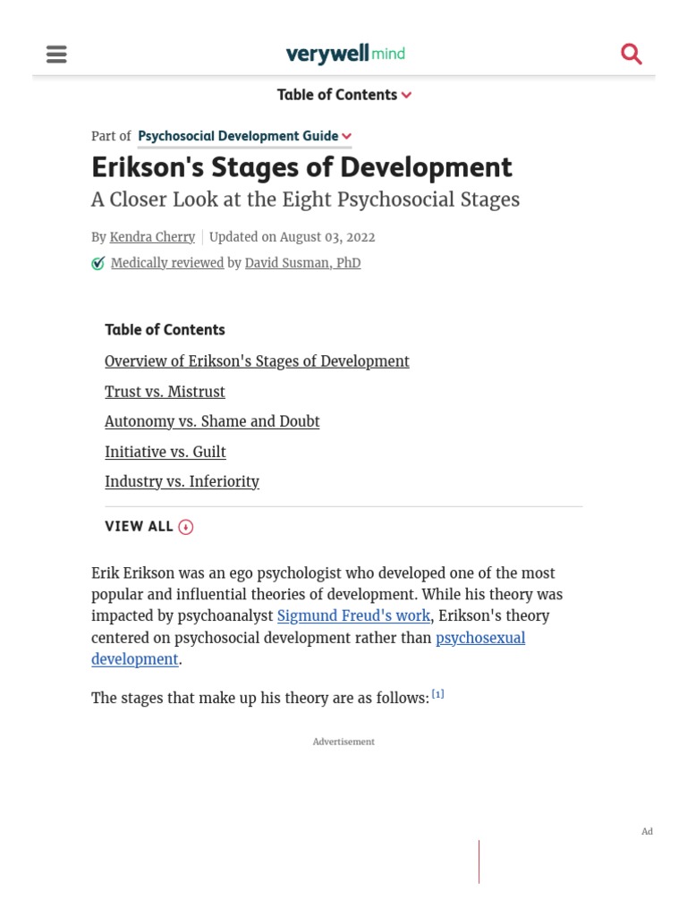 Erikson's Stages of Development | PDF