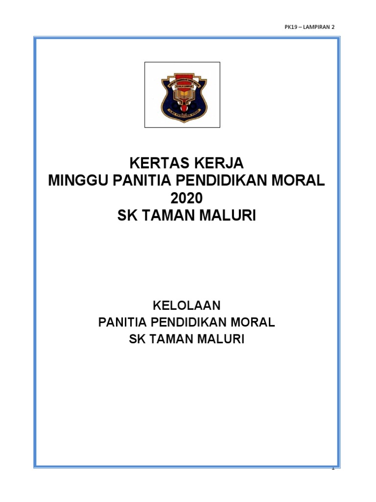 KERTAS KERJA MINGGU Pend Moral 2020 | PDF