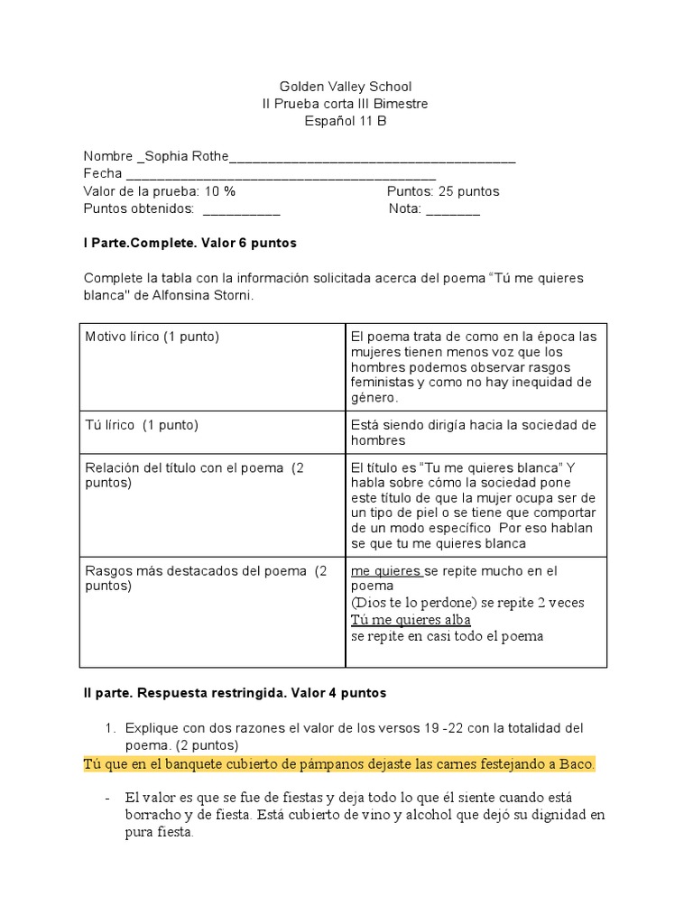 Análisis de "Tú me quieres blanca" | PDF | Estudios de idiomas ...