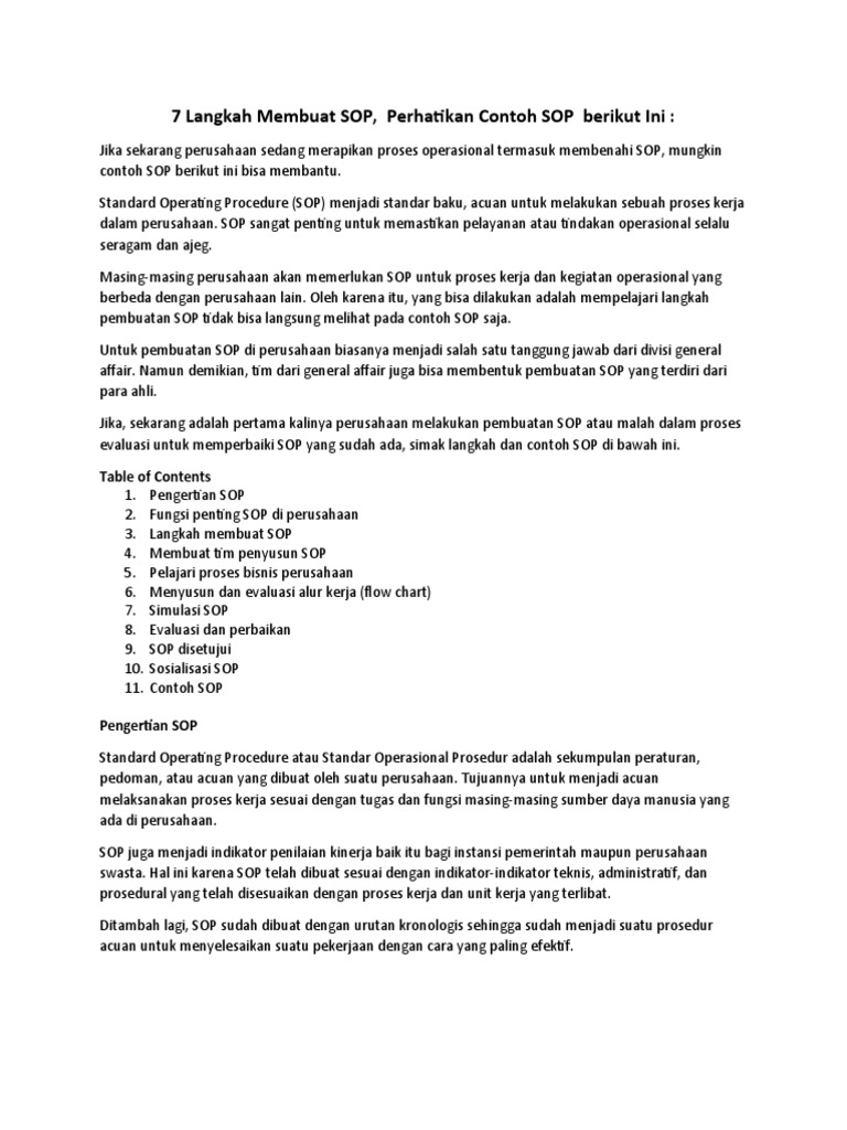 7 Langkah Membuat SOP | PDF | Karier & Perkembangan