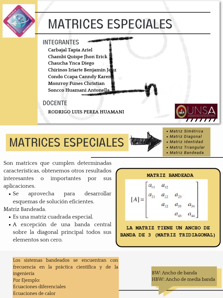 Matrices Especiales | PDF | Matriz (Matemáticas) | Álgebra