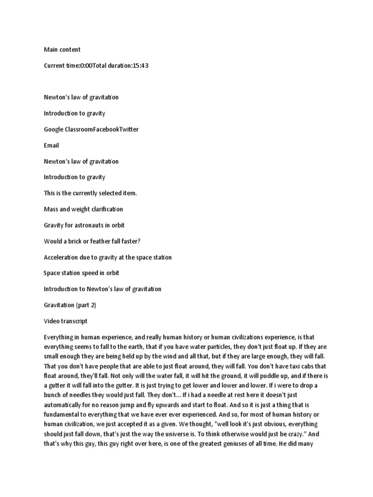 Newtons Law of Gravitation SS2 | PDF | Mass | Force