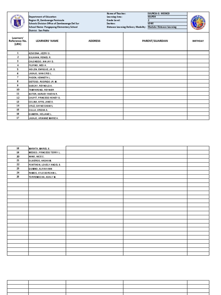 Generic EClass Record 2ND Quarter MAPEH | PDF | Data
