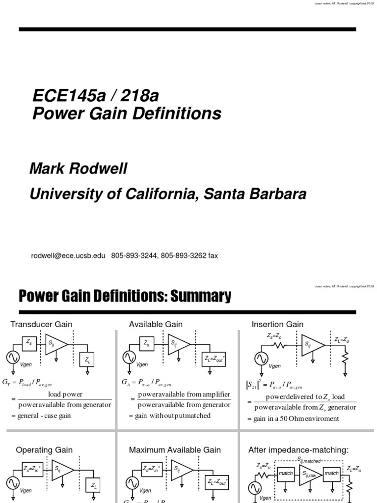 Power Gains | PDF | Amplifier | Analog Circuits