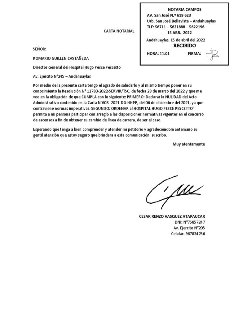 Carta Notarial | PDF