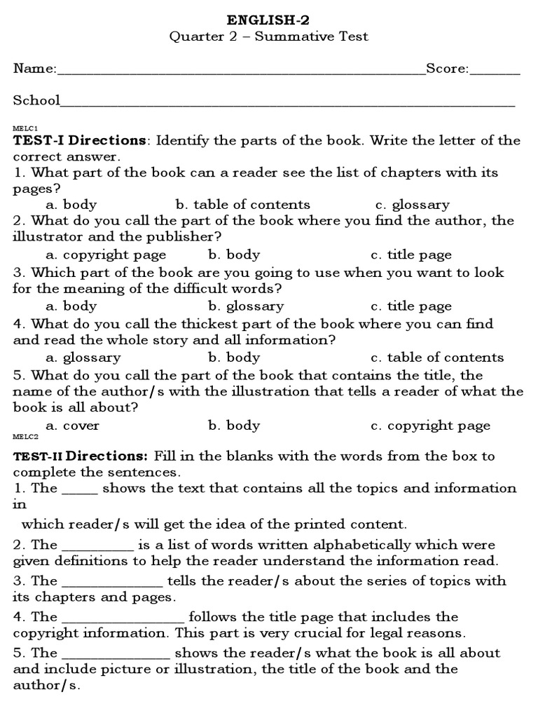 ENGLISH Summative | PDF | Books | Linguistics