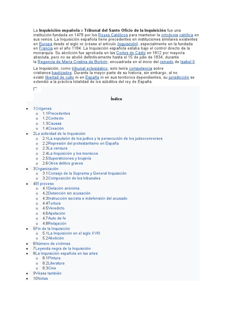 Historia de la Inquisición Española | PDF | Inquisición española ...