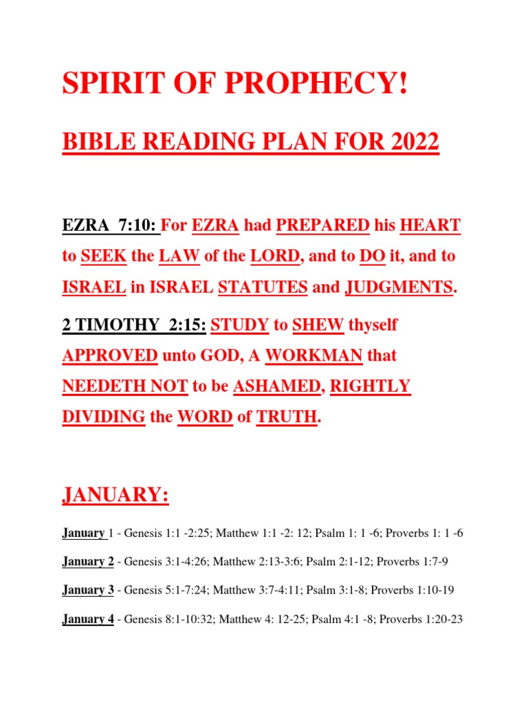 2022 Bible Reading Plan | PDF | Gospel Of Matthew | Books Of The Hebrew ...