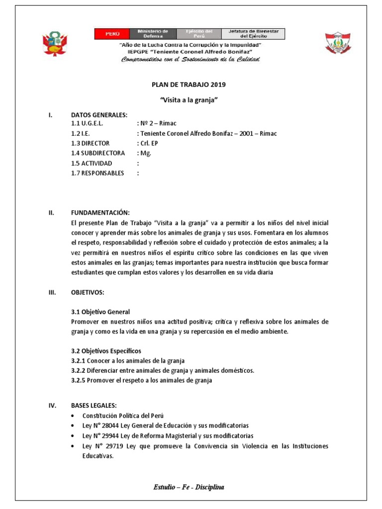 Plan Visita A La Granja | PDF | Educación primaria