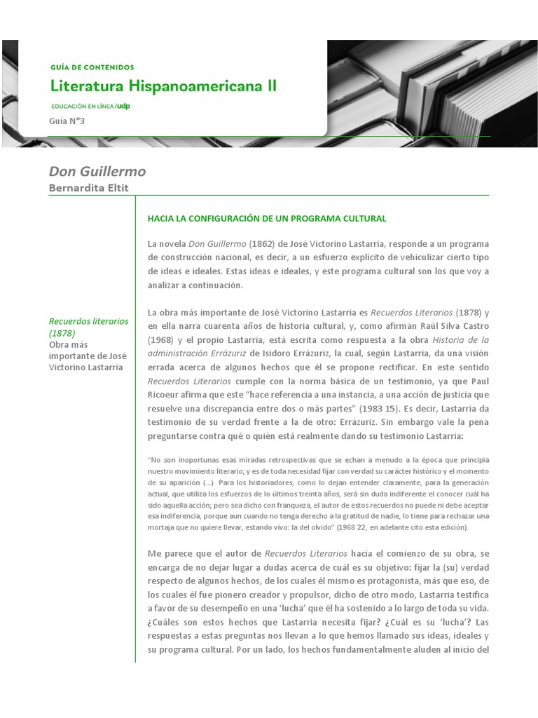 Guía de Contenidos N°3. Don Guillermo | PDF