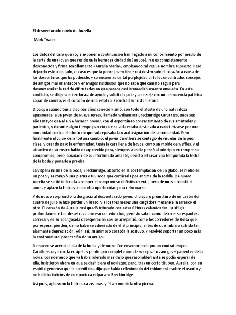 El Desventurado Novio de Aurelia | PDF