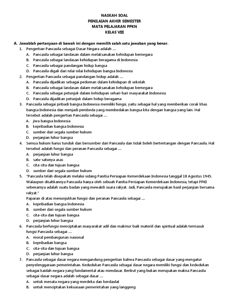 Naskah Soal PAS PKN Kelas 8 | PDF | Sejarah