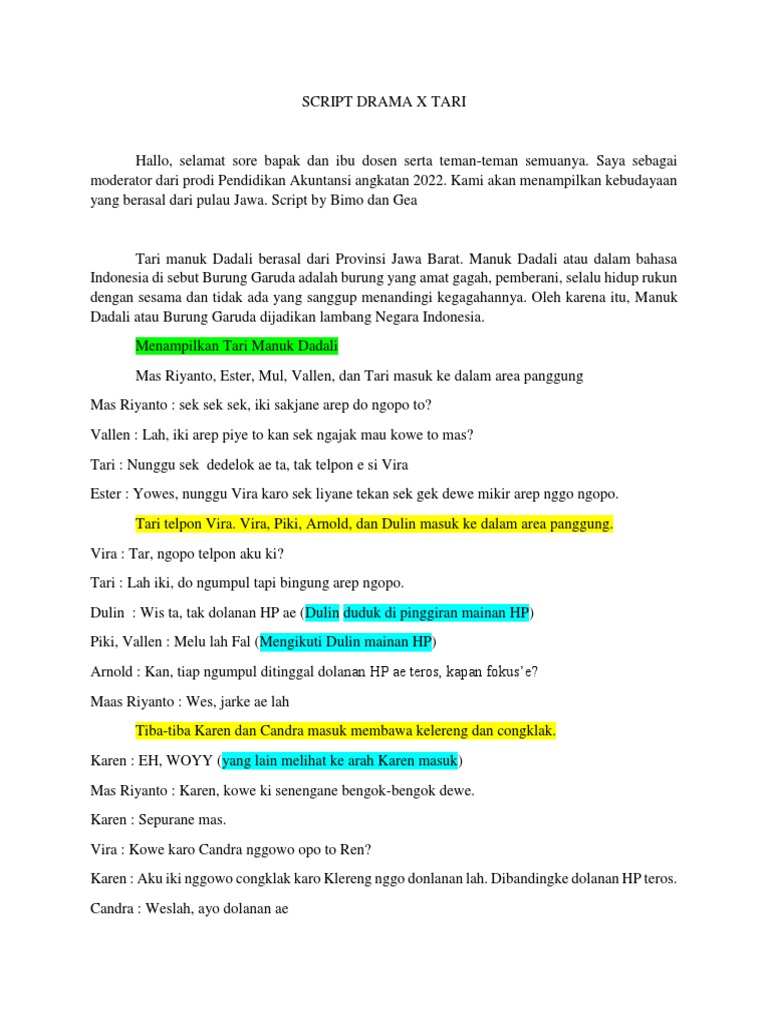 SCRIPT DRAMA X TARI New 1-1 | PDF