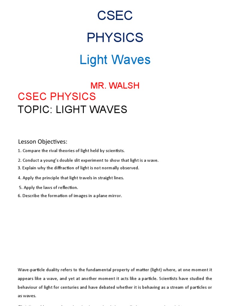 Light Waves | PDF | Light | Diffraction