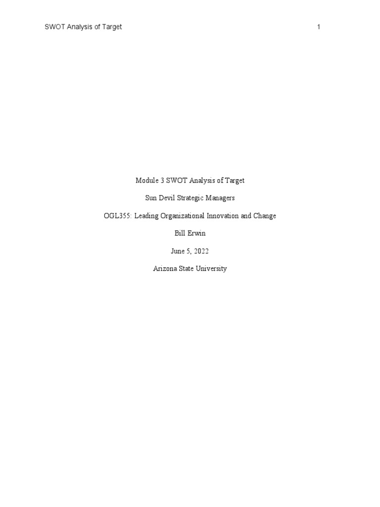 Module 3 Swot Analysis Of-2 | PDF | Target Corporation | Swot Analysis