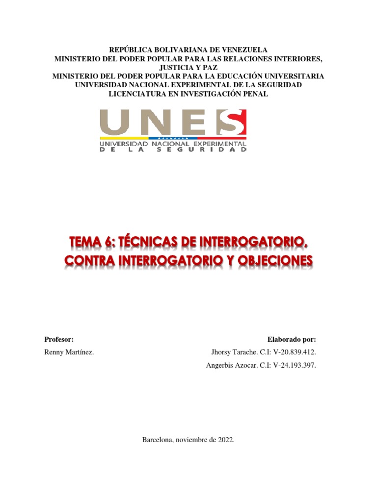 Tema 6: TÉCNICAS DE INTERROGATORIO | PDF | Memoria | Testigo
