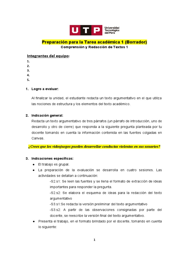 GC - N01I - TA1Consigna - 22C1M (PREPARACIÓN PARA LA TA1) (VERSIÓN PRELIMINAR) | PDF ...