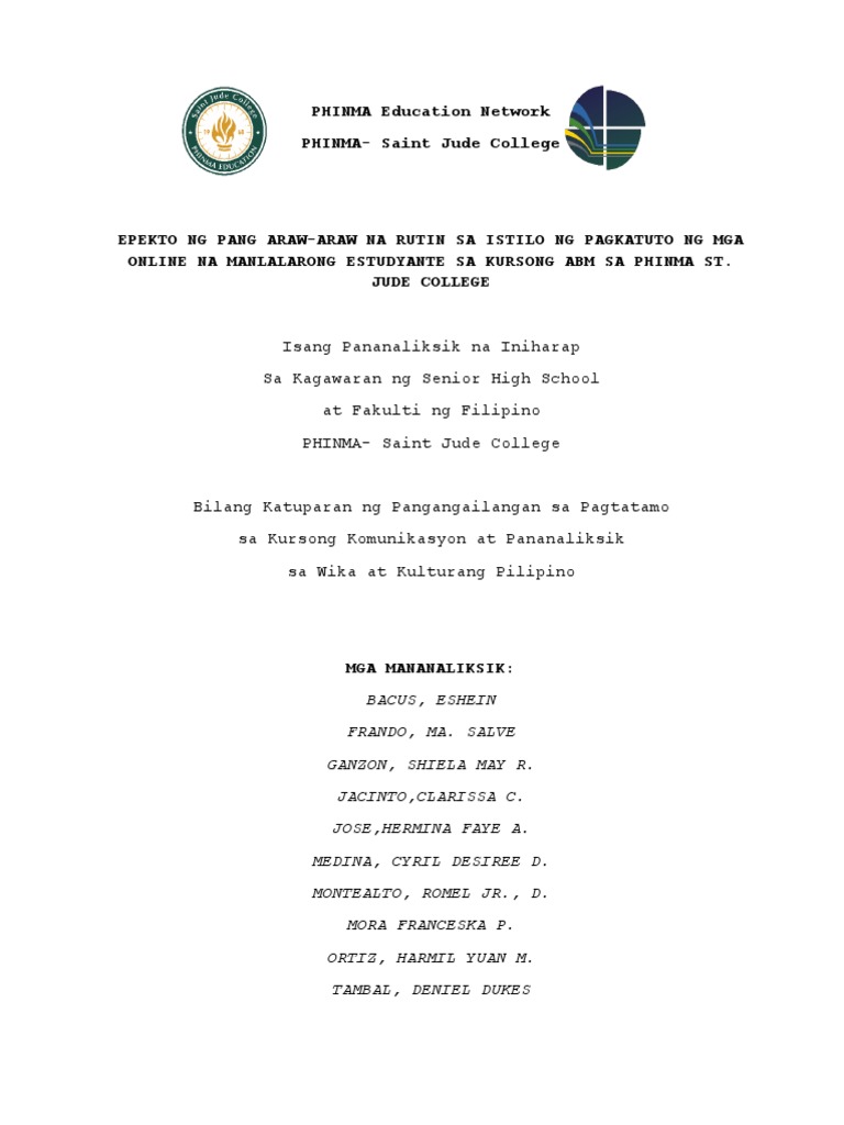 Pananaliksik-Kabanata-I GROUP 3 | PDF