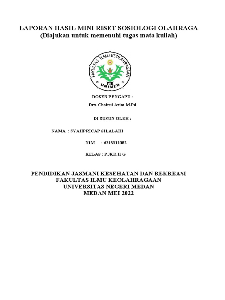 Laporan Hasil Mini Riset Sosiologi Olahraga-Dtm Arwinsyah-6213311069 ...