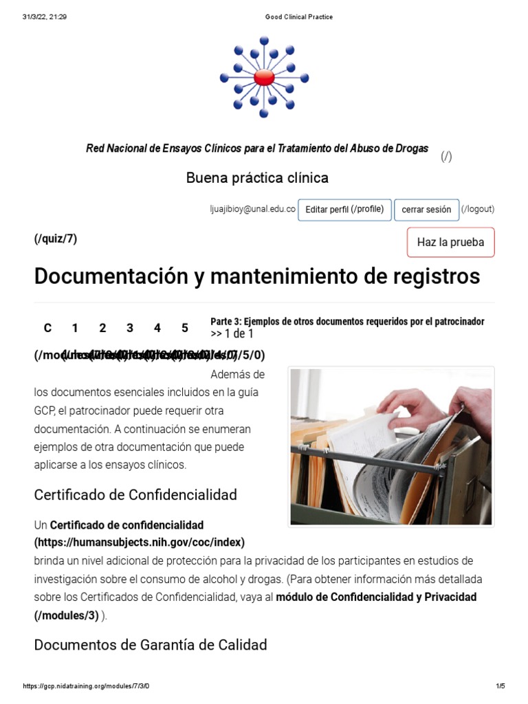 Documentación y Mantenimiento de Registros: Buena Práctica Clínica | PDF | Humanidades Médicas