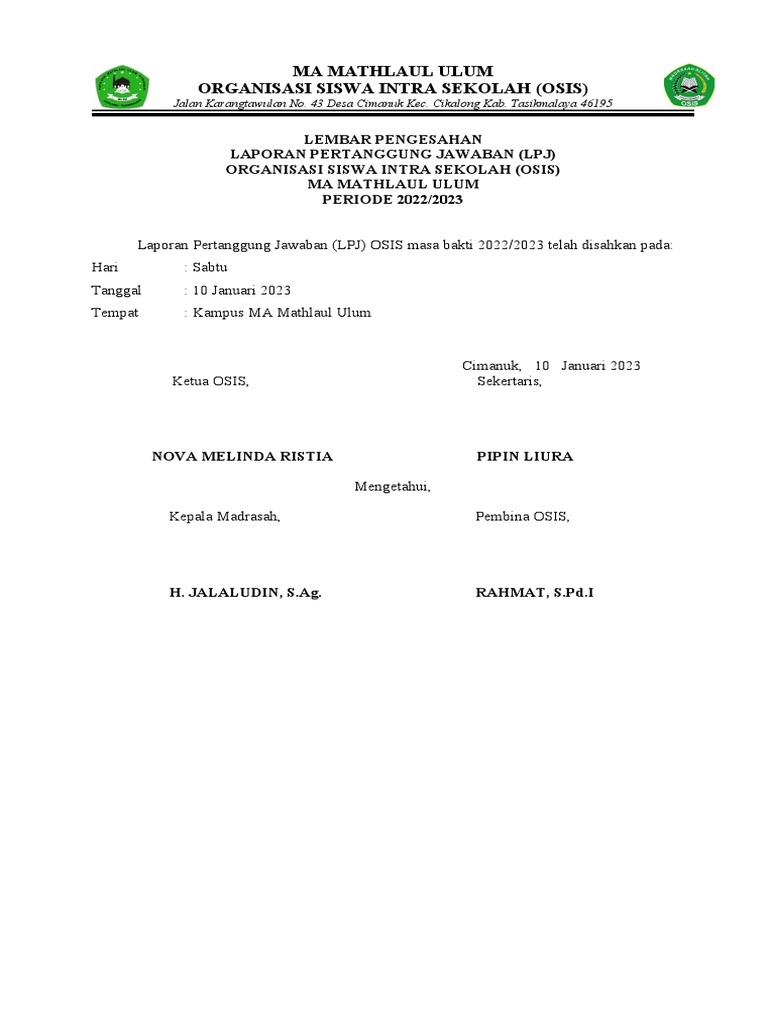 LPJ Osis 2020-2021 | PDF