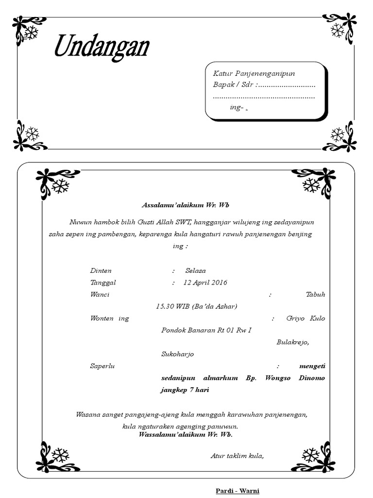 Undangan Rubukan Lipat | PDF