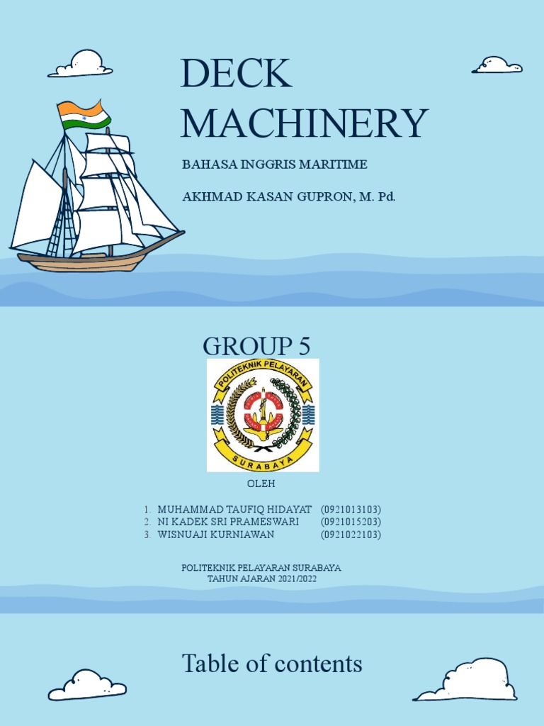 GROUP 5 - Deck Machinery | PDF | Ships | Deck (Ship)