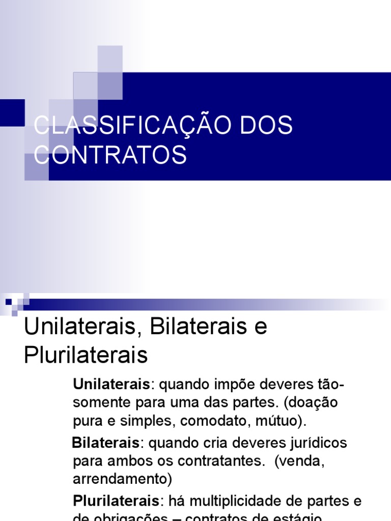 AULA - 07 - Classificação Dos Contratos | PDF | Contrato legal ...