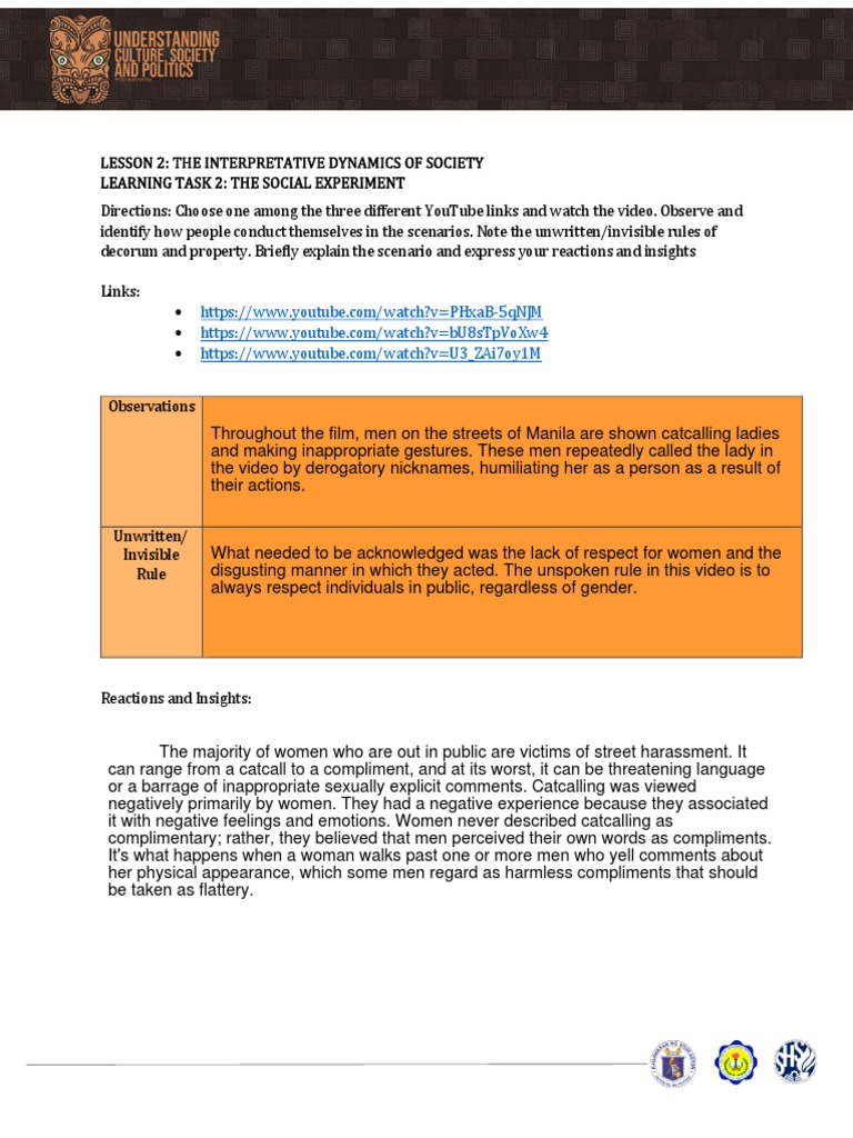 Lesson 2 - Learning Task 2 Social Experiment | Download Free PDF ...