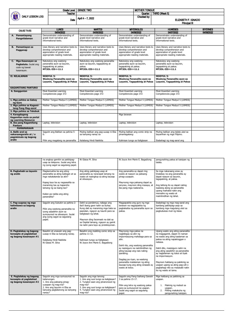 5 DLL 3RD Quarter Week 5 | PDF | Linguistics