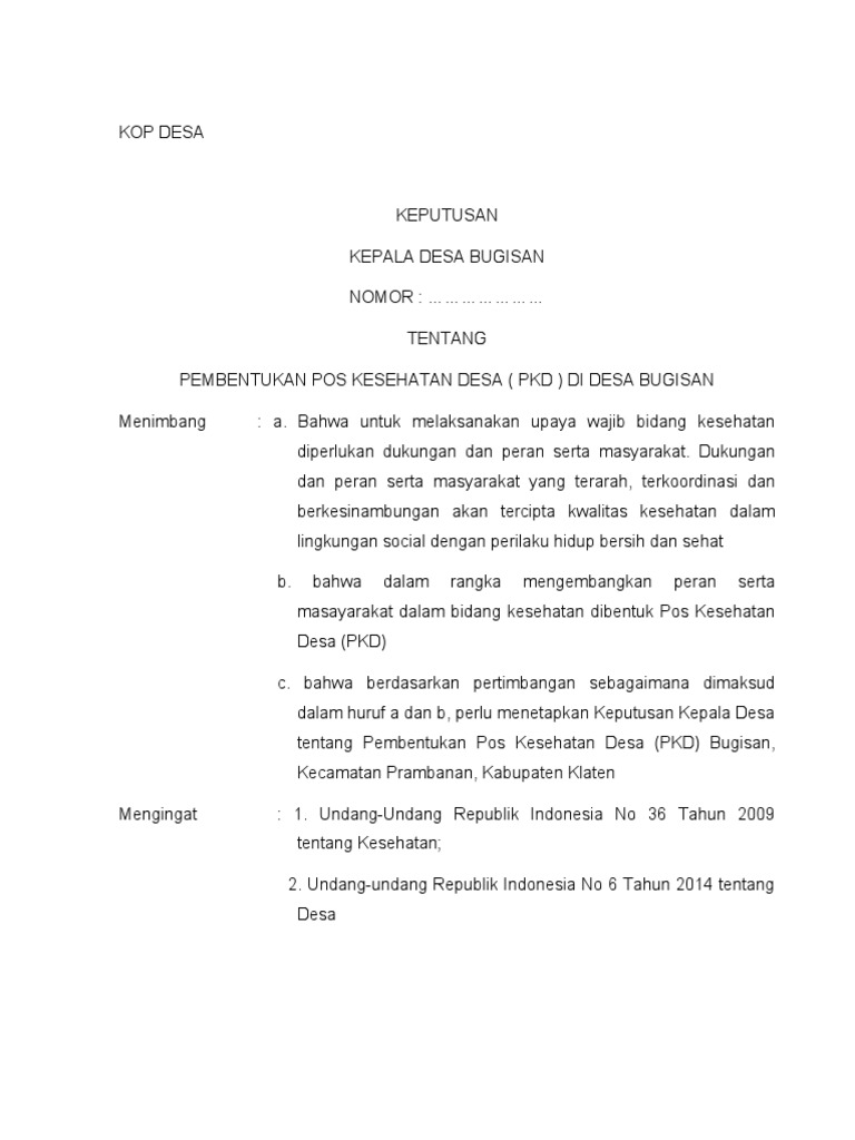 Pembentukan PKD Desa Bugisan | PDF