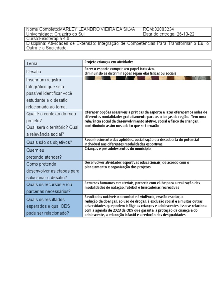 Fomulário de Entrega Do Projeto | PDF
