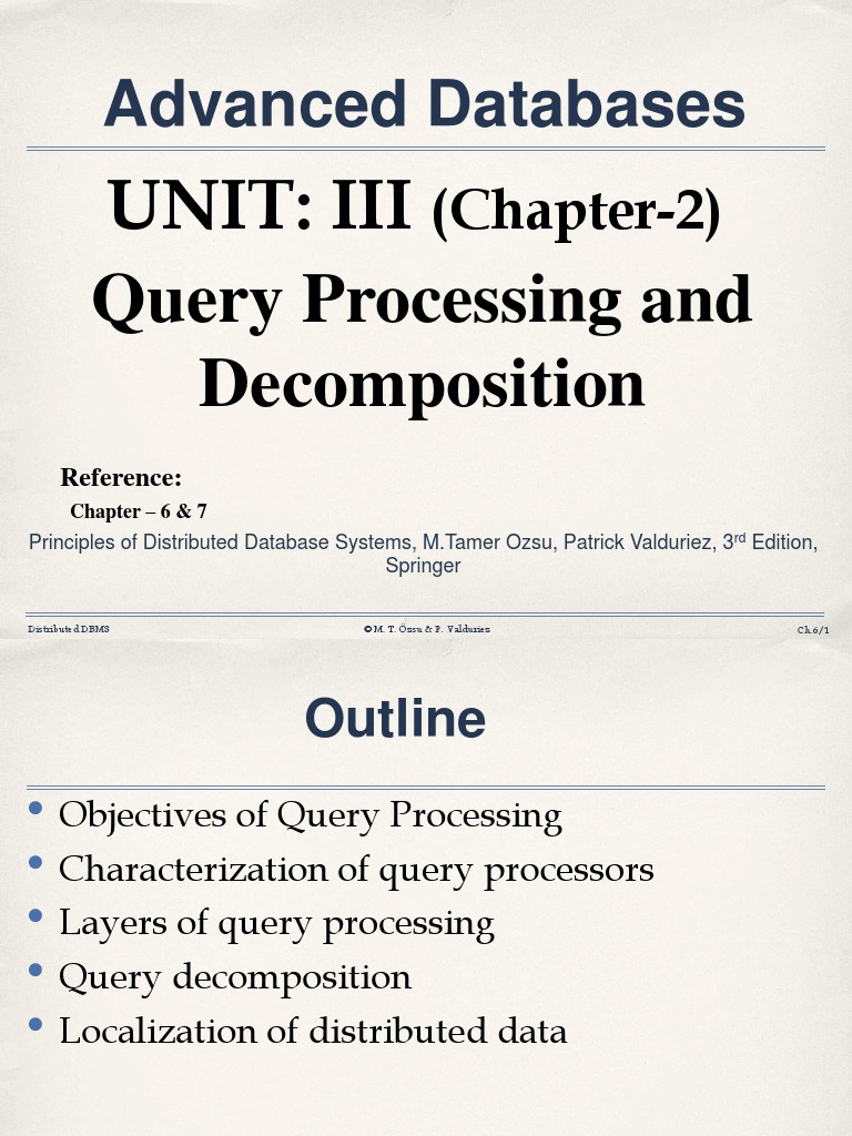 ADB - Unit - III (Chapter-2) - Query Processing and Decomposition | PDF | Databases | Computer ...