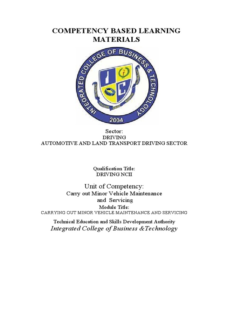 CORE1 CArry Out Minor Vehicle Maintenance | PDF | Occupational Safety ...