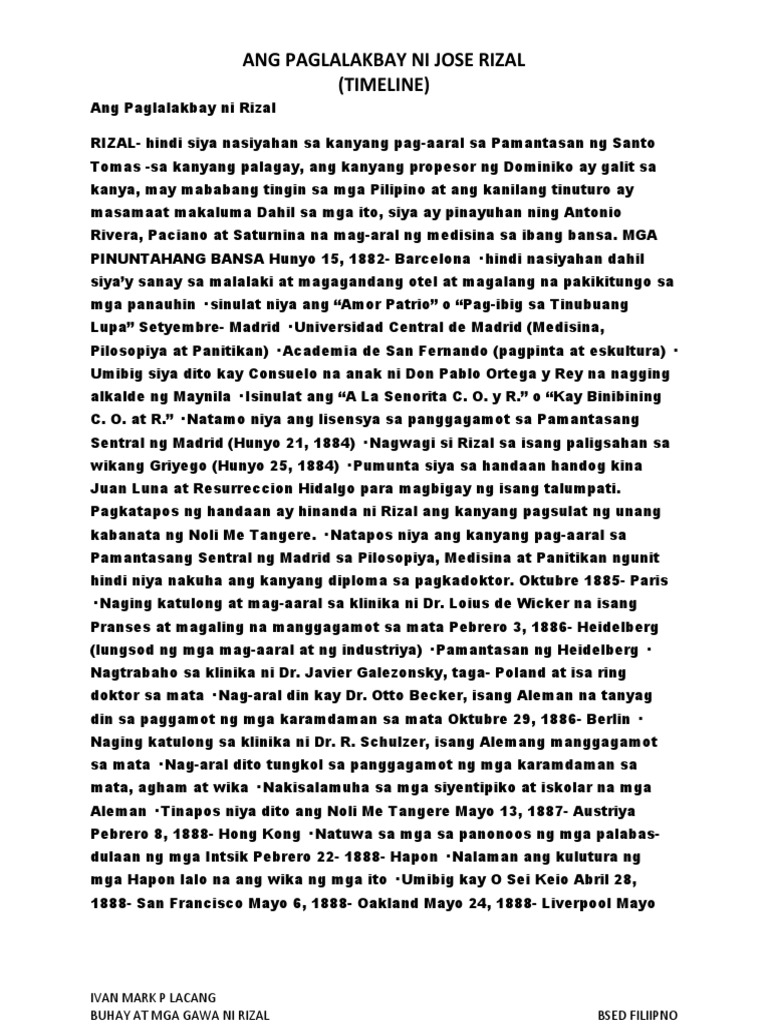 Ang Paglalakbay Ni Rizal | PDF