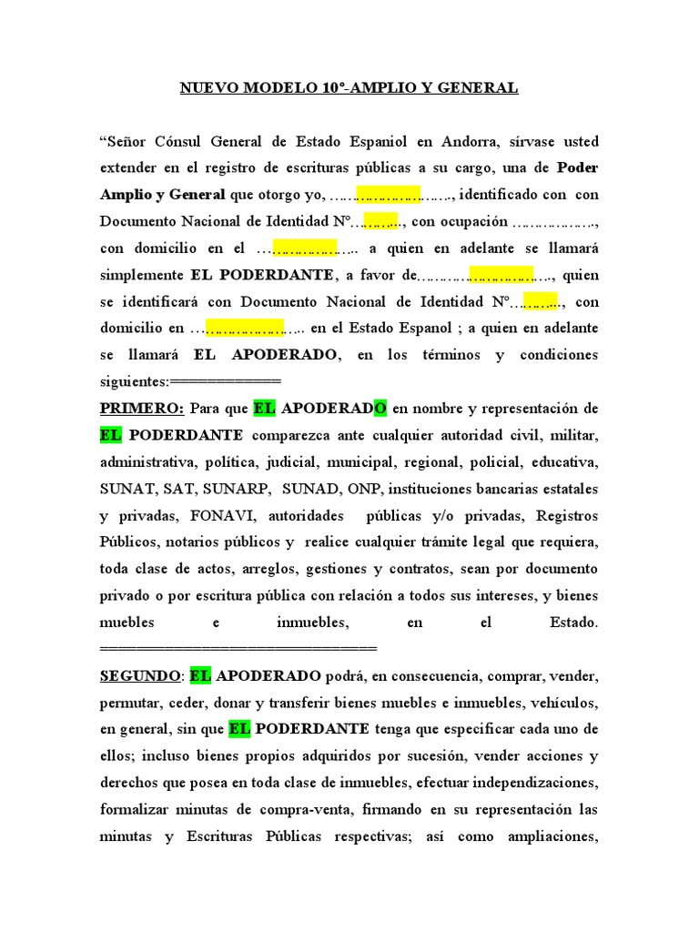 MODELO - Nro - 10 Poder Amplio y General | PDF | Bancos
