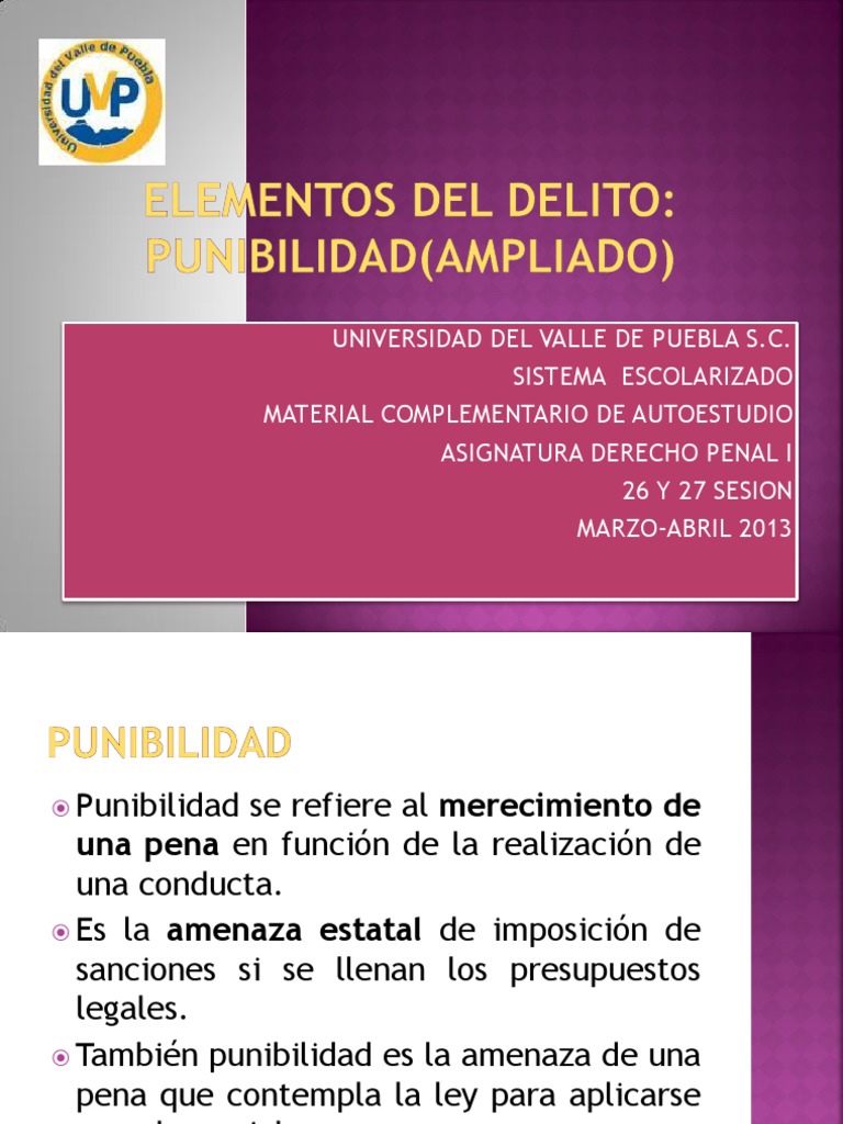 DERECHO PENAL I SESION 26 y 27 PUNIBILIDAD | PDF | Derecho penal | Castigos